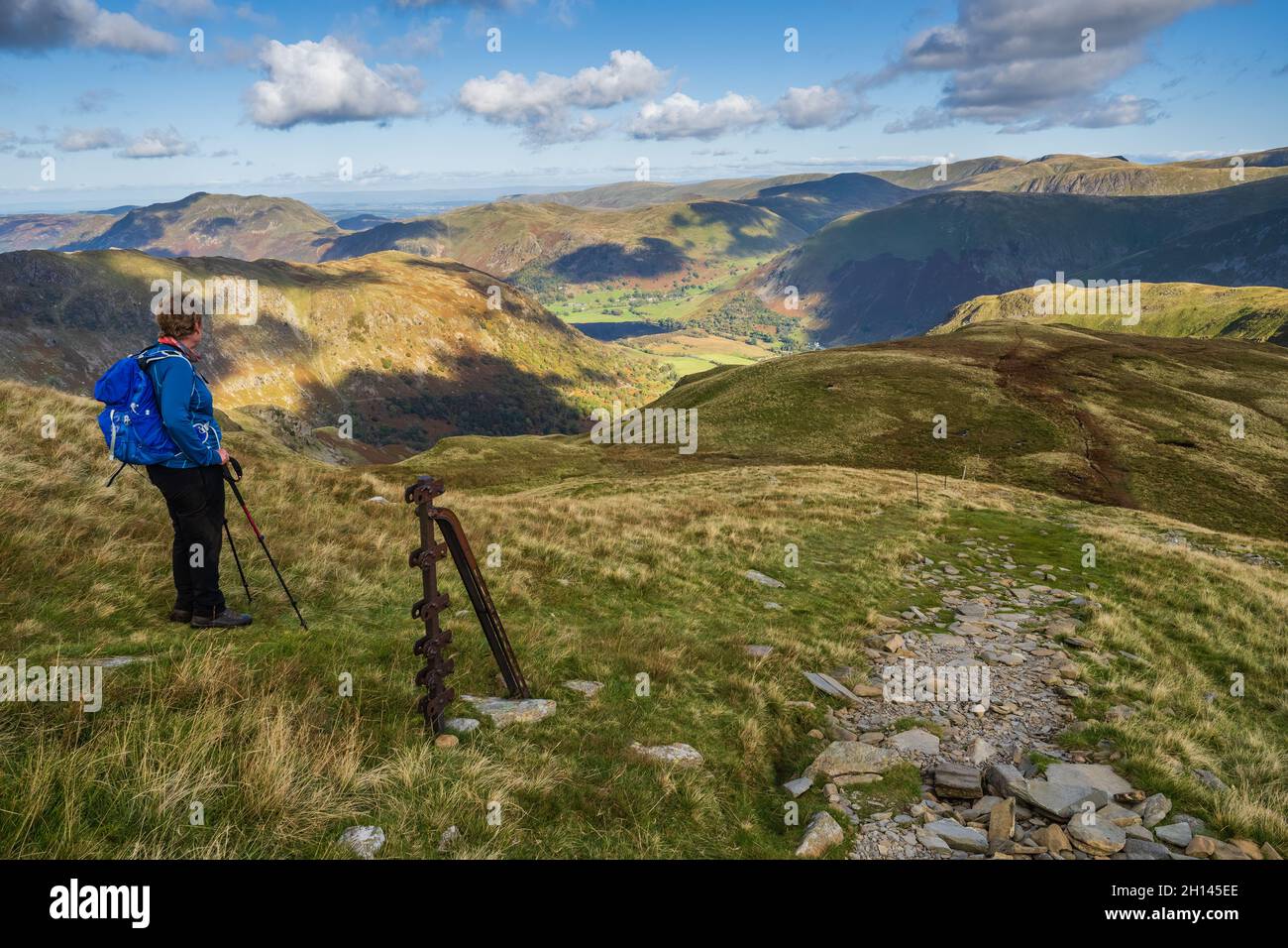 Walking High Pike, a fell in the English Lake District, located five ...
