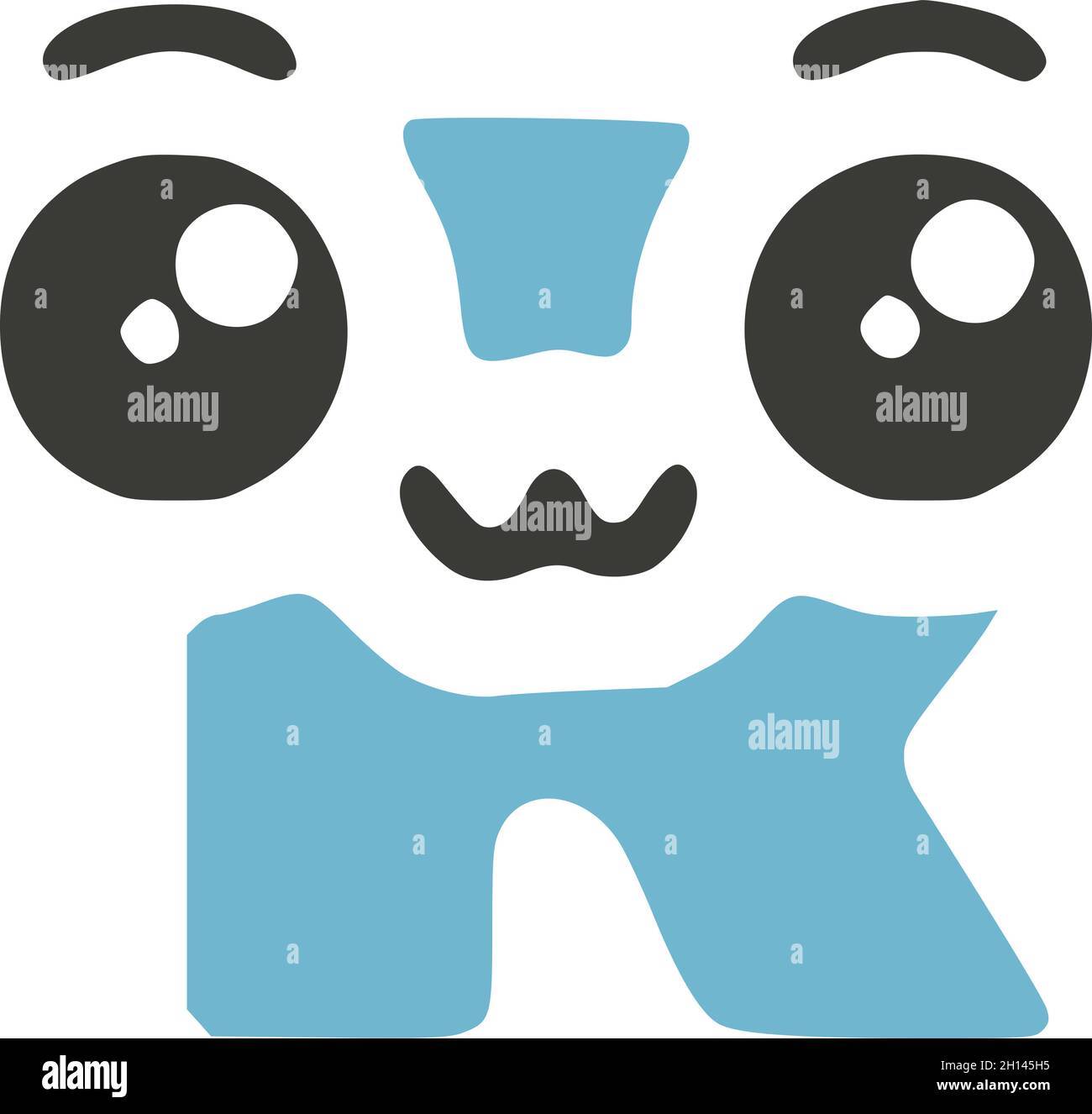 Letter R cute kawaii character, funny emoticon vector clip art Stock ...