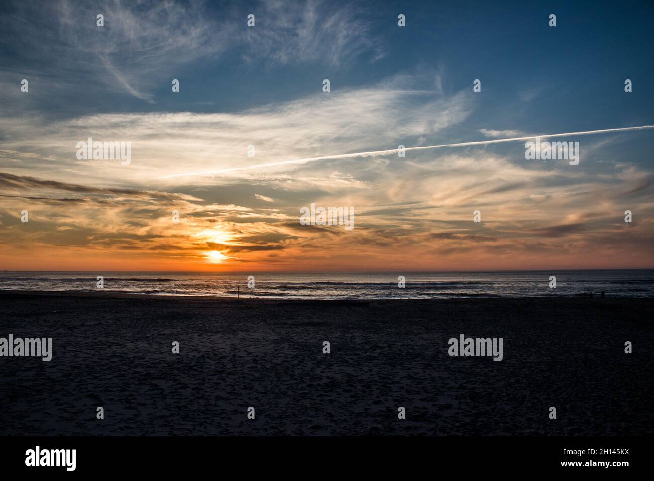 Sunset in Esmoriz Beach from Portugal Stock Photo - Alamy