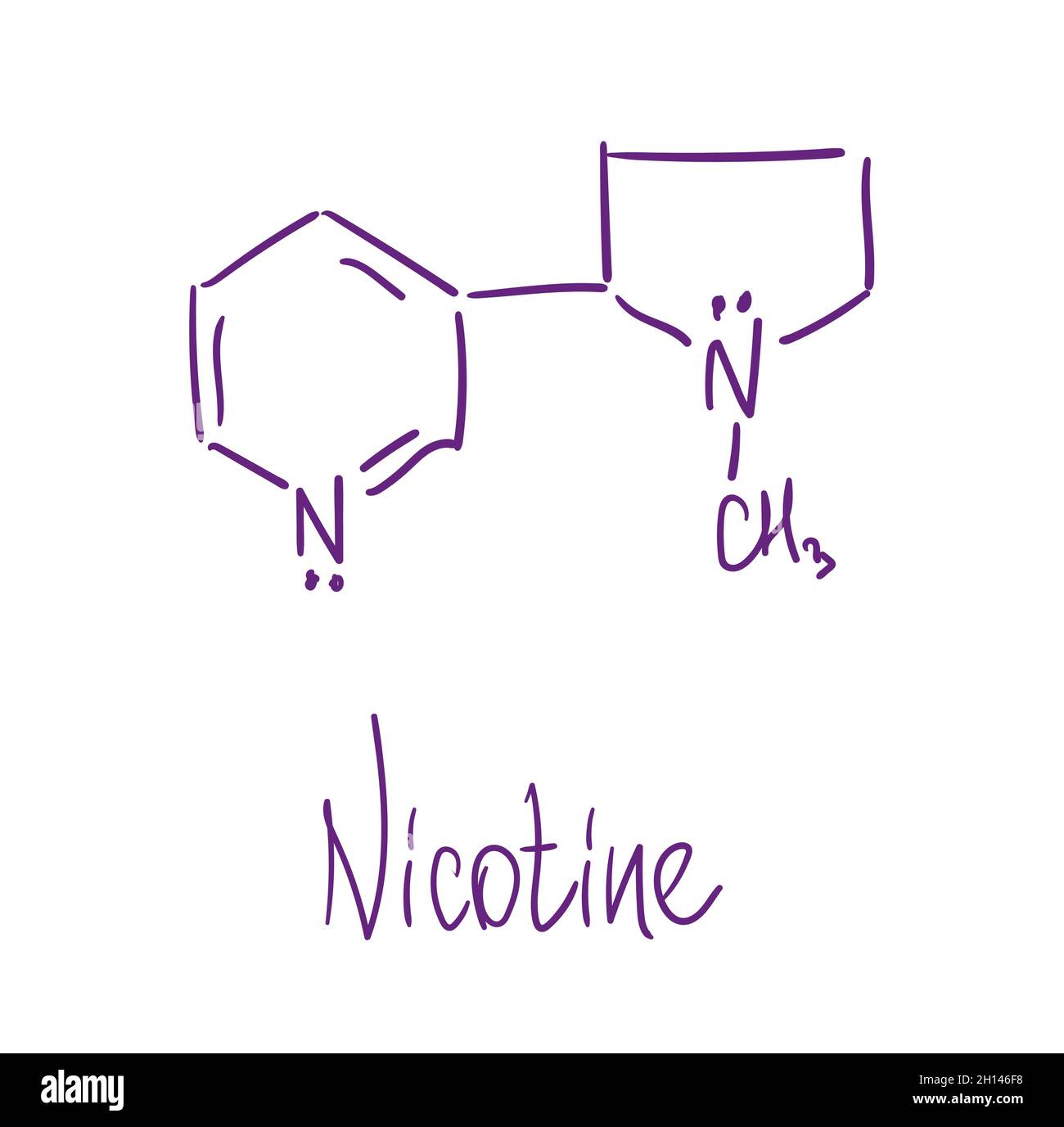 Nicotine chemical structure. Vector illustration Hand drawn Stock ...