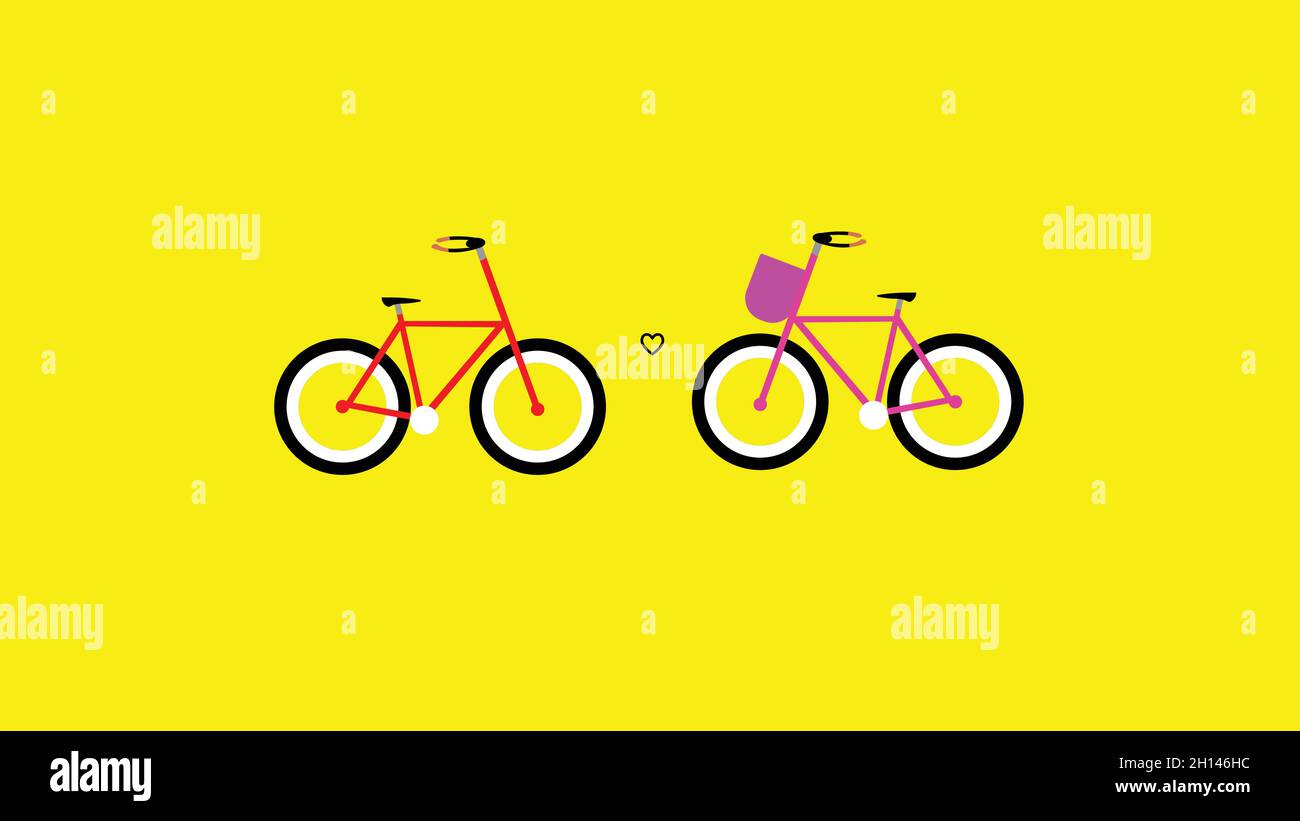 Cycle illustration in yellow background, Lovers cycle, Simple flat ...
