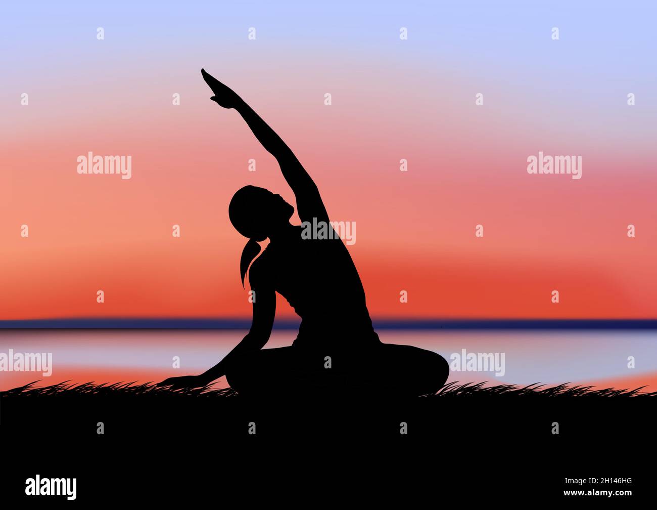 graphics image drawing yoga female with concept exercise for health ...