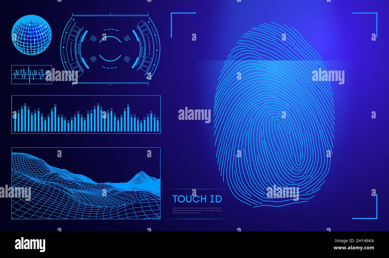 Touch id digital personal identifier. Personal data privacy id concept ...