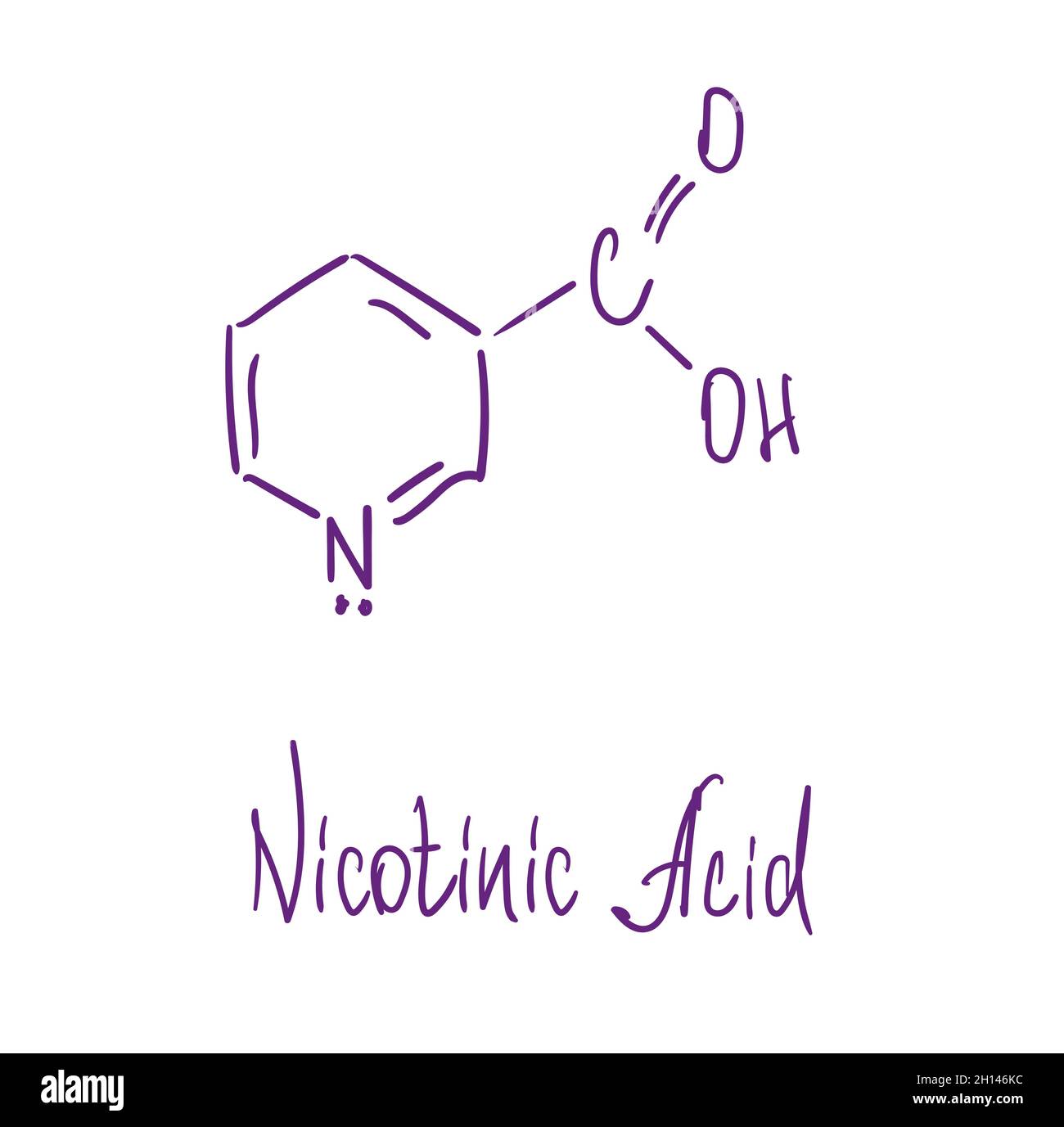 Nicotinic acid chemical structure. Vector illustration Hand drawn Stock ...