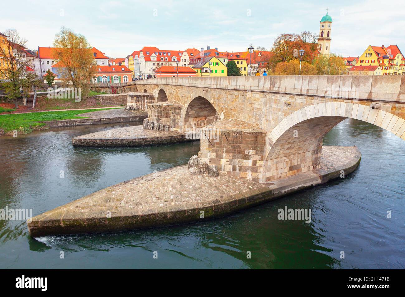 Stone Bridge Regensburg Germany . 12th-century bridge across the Danube ...