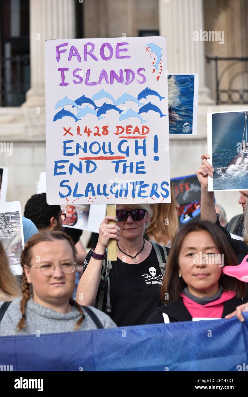 London, UK. 16 October 2021. Animal rights activists protest in ...