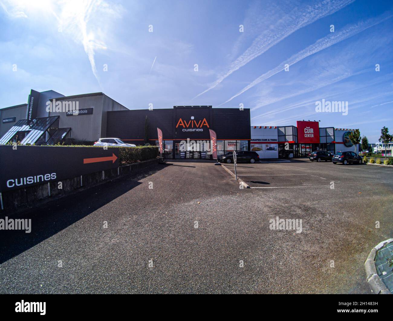 LE MANS, FRANCE - Sep 26, 2021: The front view of the Aviva store ...