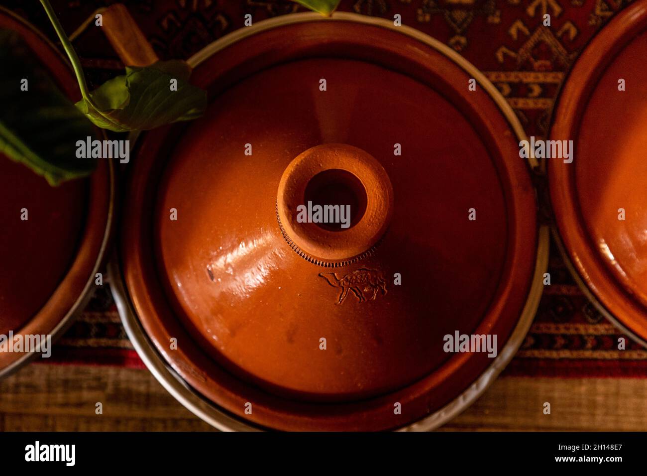 Top view of moroccan tableware tagine Stock Photo - Alamy
