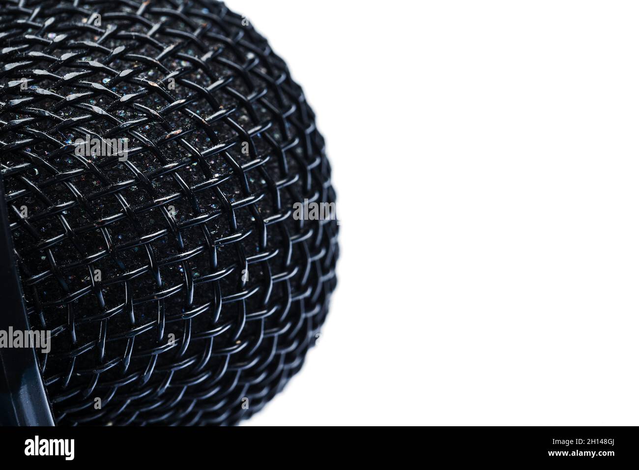 Microphone grille close-up on a white background. Free space Stock ...