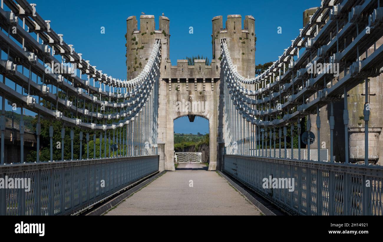 The Conwy Suspension Bridge, Wales Stock Photo - Alamy