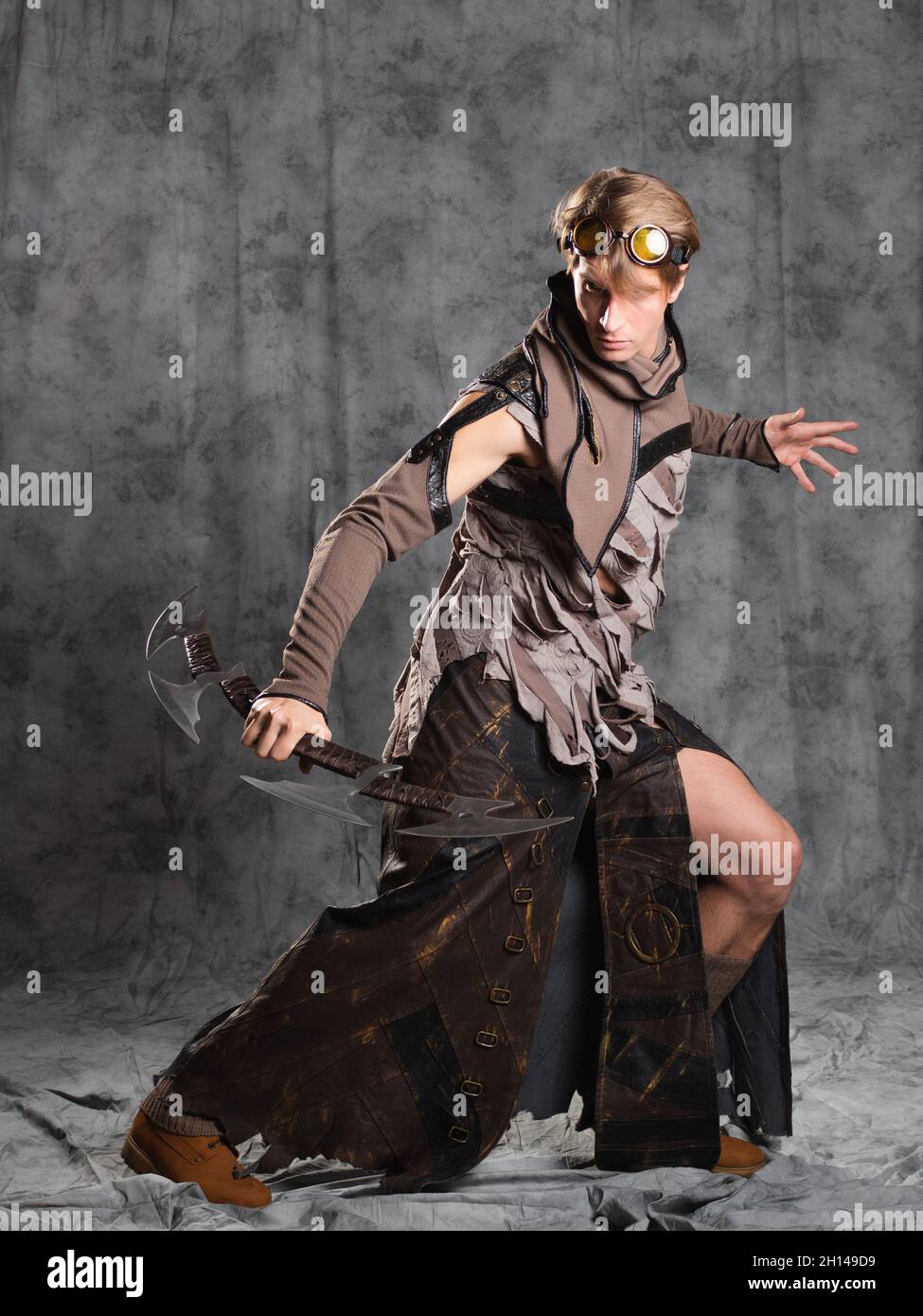 Steampunk or post-apocalyptic style character, with an unusual cold ...