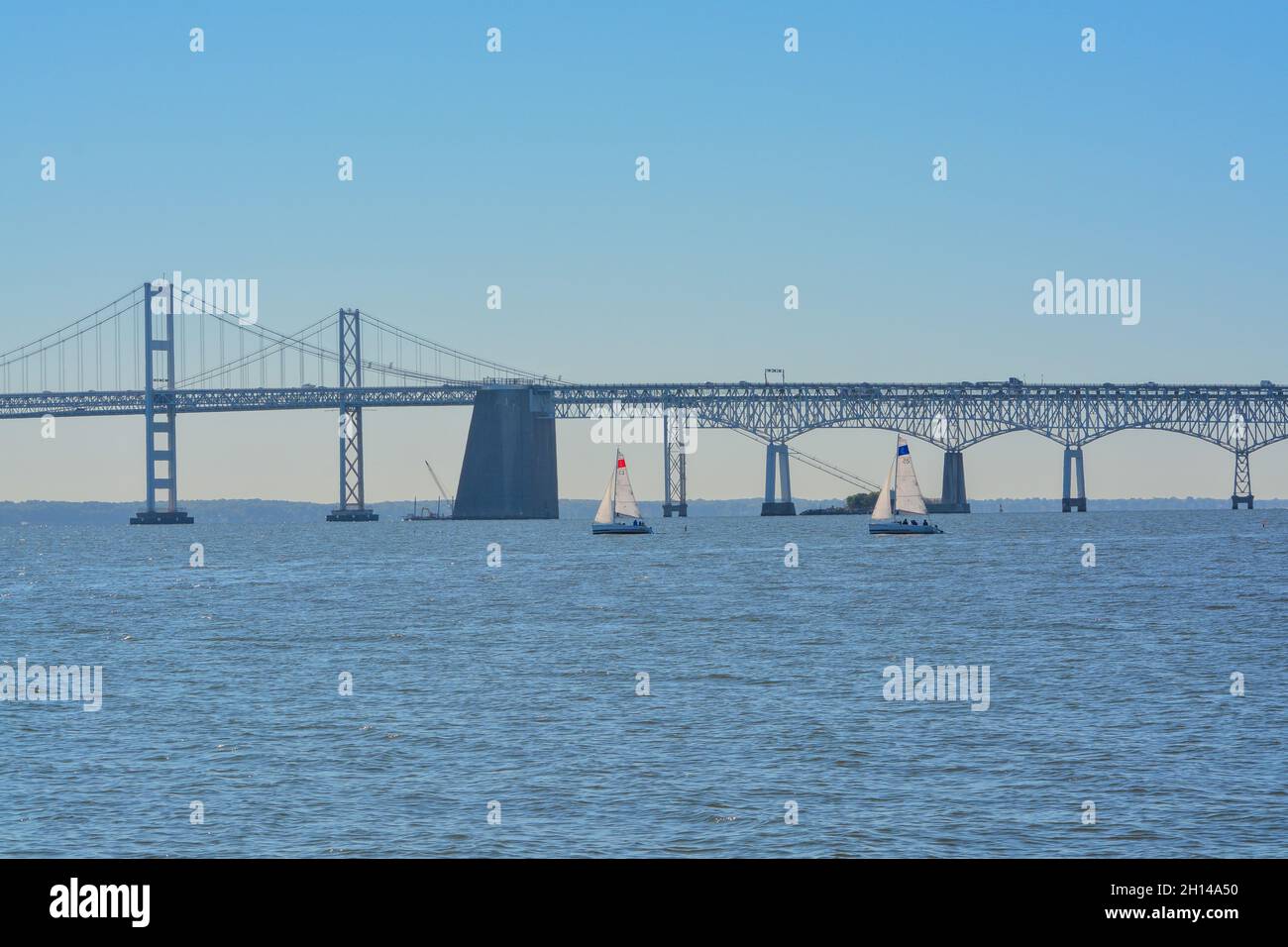 View of Chesapeake Bay Bridge from Sandy Point State Park in Annapolis ...