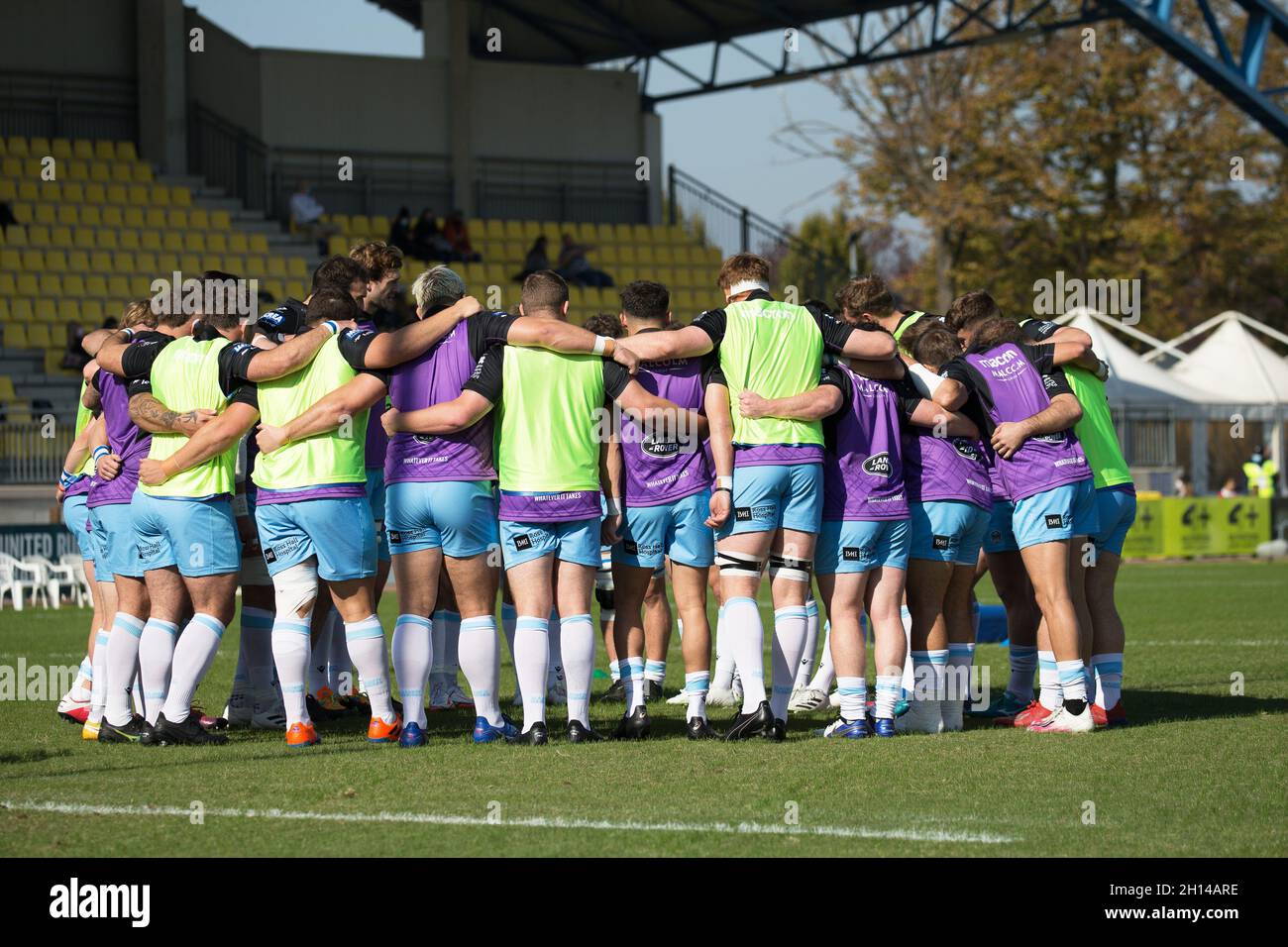 Parma, Italy. 16th Oct, 2021. Team Glasgow Warriors during Zebre Rugby ...