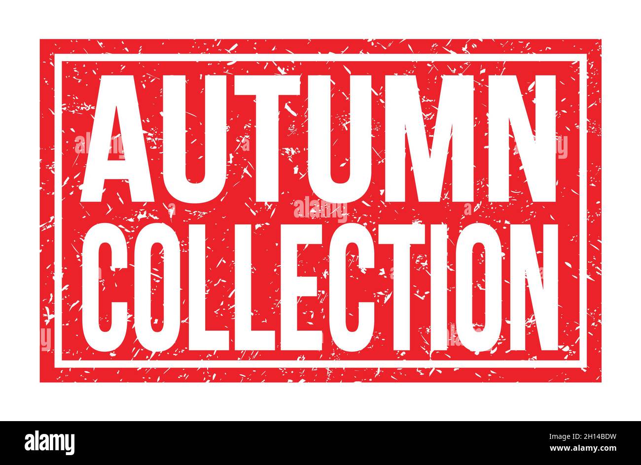 AUTUMN COLLECTION, words written on red rectangle stamp sign Stock ...