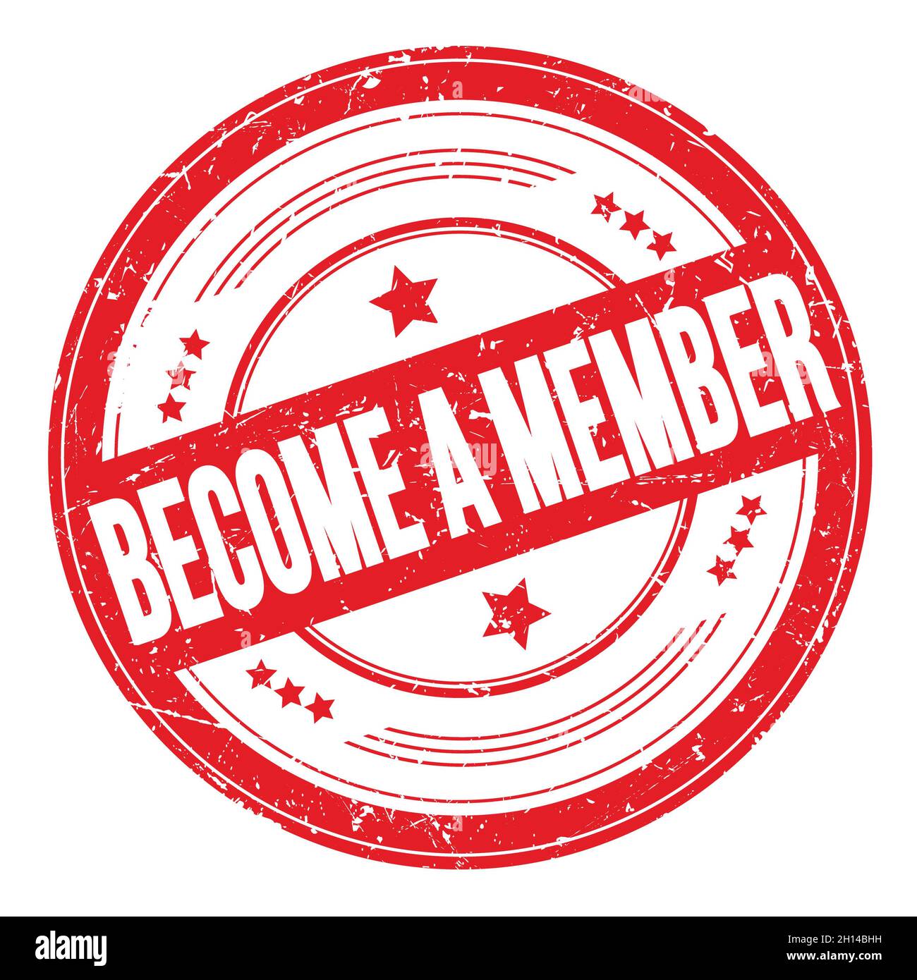 BECOME A MEMBER text on red round grungy texture stamp Stock Photo - Alamy