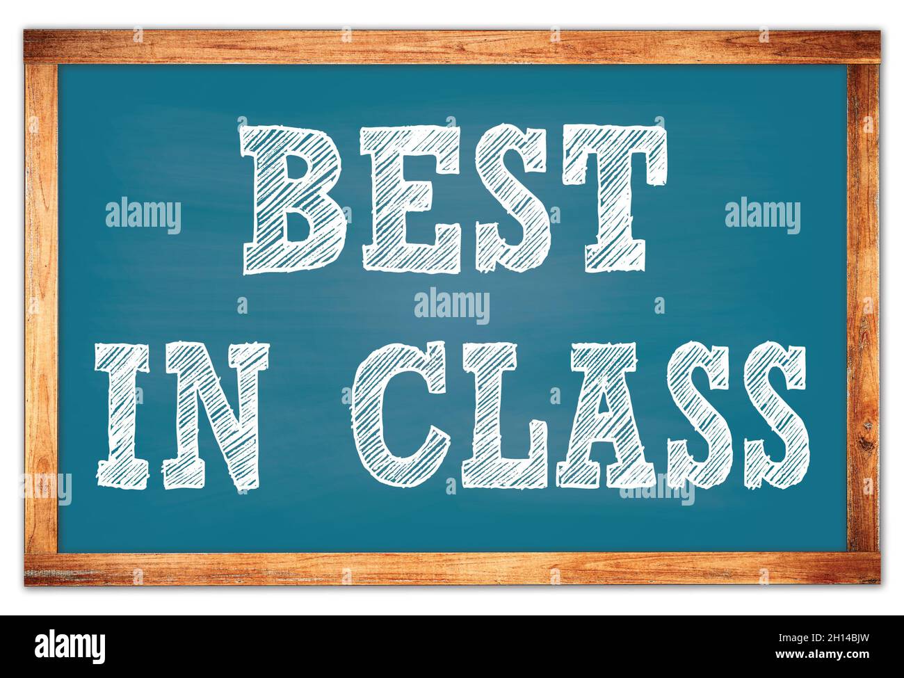 BEST IN CLASS written on blue wooden frame school blackboard Stock ...
