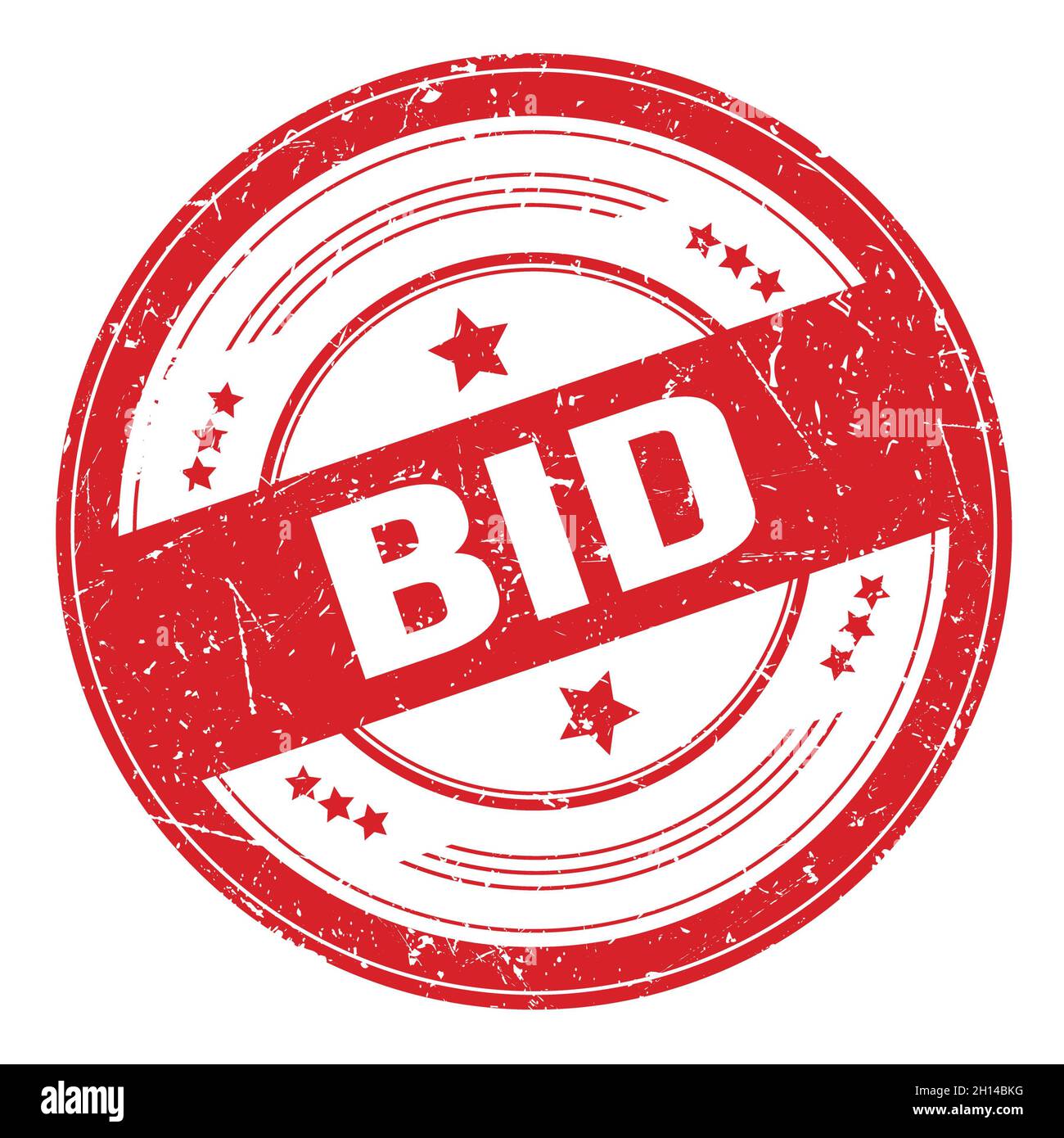 BID text on red round grungy texture stamp Stock Photo - Alamy