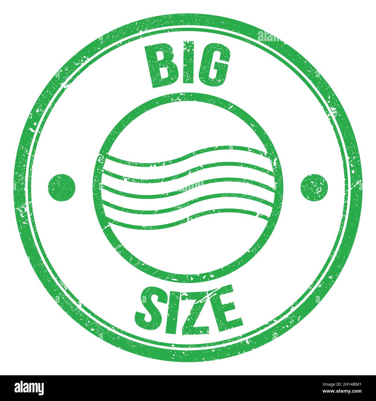 BIG SIZE text written on green round postal stamp sign Stock Photo - Alamy