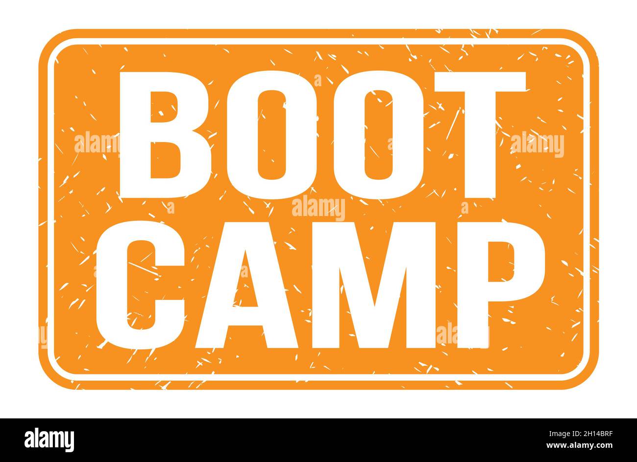 BOOT CAMP, words written on orange rectangle stamp sign Stock Photo - Alamy