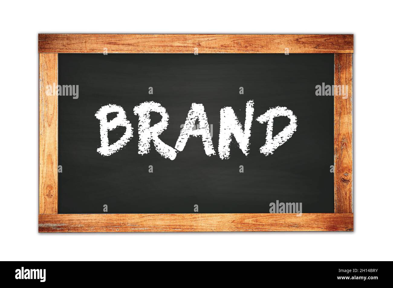 BRAND text written on black wooden frame school blackboard Stock Photo ...