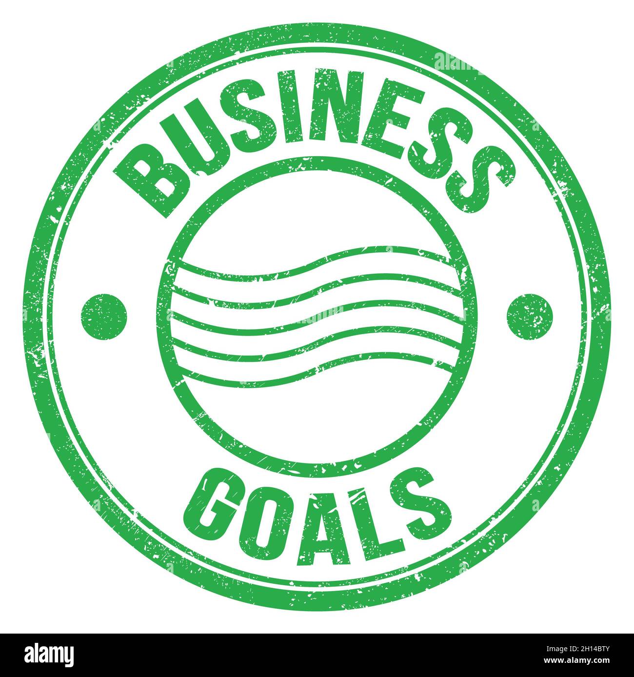 BUSINESS GOALS text written on green round postal stamp sign Stock ...