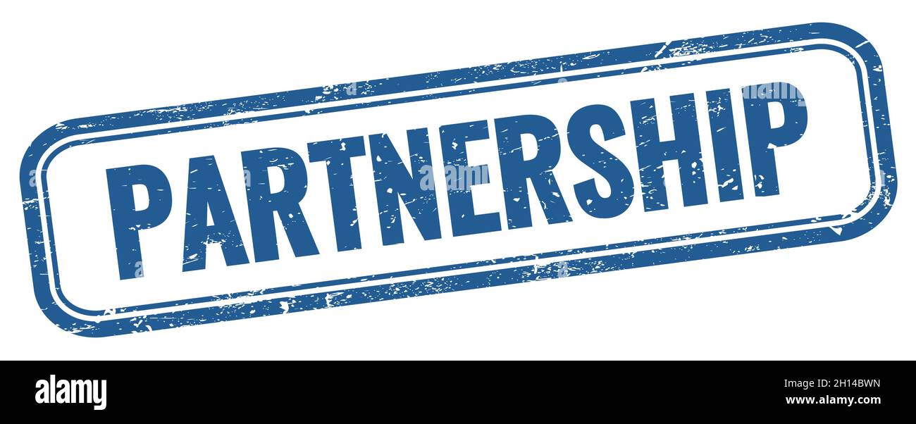 PARTNERSHIP text on blue grungy vintage rectangle stamp Stock Photo - Alamy