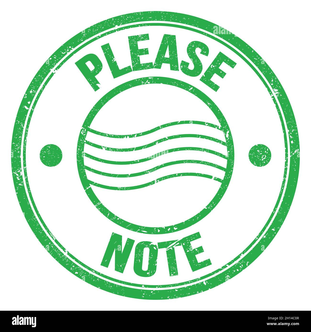 PLEASE NOTE text written on green round postal stamp sign Stock Photo ...