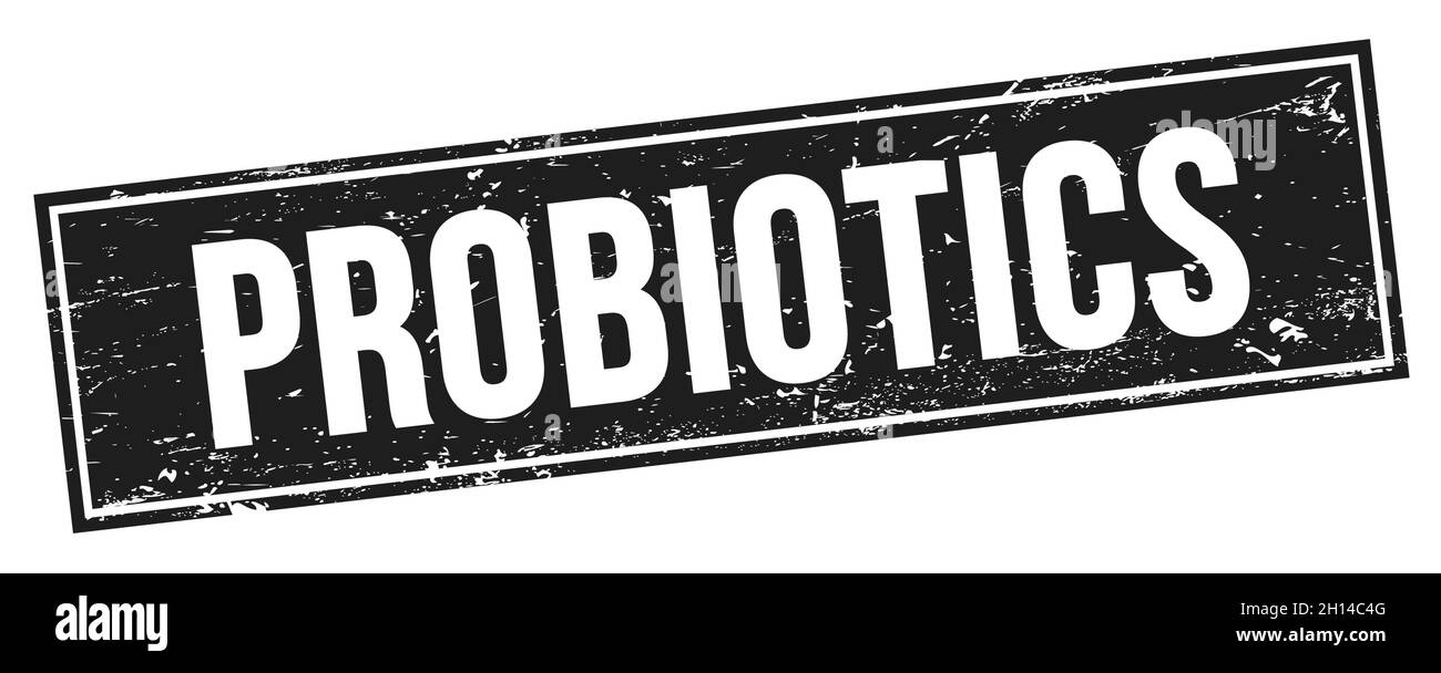 PROBIOTICS text on black grungy rectangle stamp sign Stock Photo - Alamy