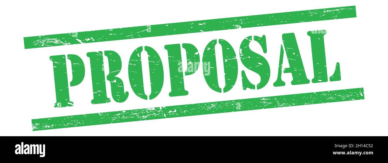 PROPOSAL text on green grungy vintage rubber stamp Stock Photo - Alamy