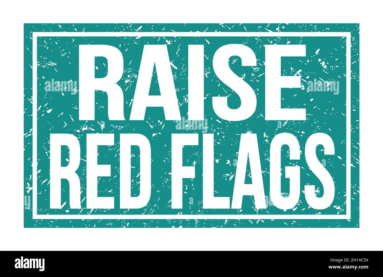 RAISE RED FLAGS, words written on blue rectangle stamp sign Stock Photo ...
