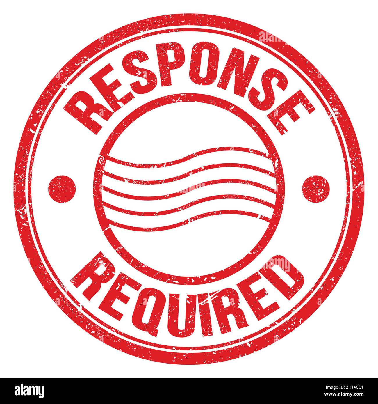 RESPONSE REQUIRED text written on red round postal stamp sign Stock ...