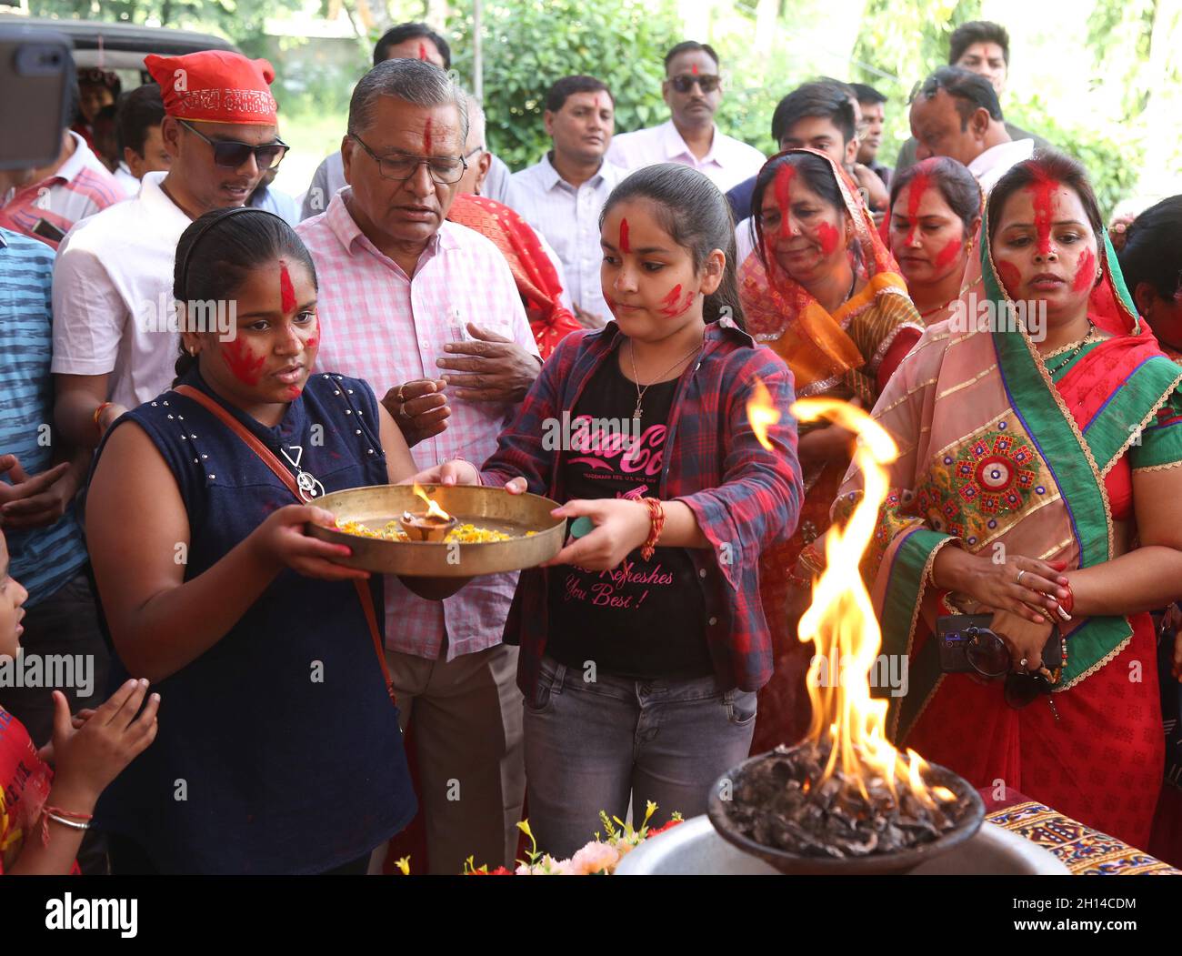 Beawar, Rajasthan, India, October 15, 2021: Hindu devotees performs ...