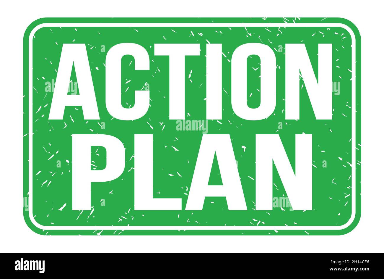 ACTION PLAN, words written on green rectangle stamp sign Stock Photo ...