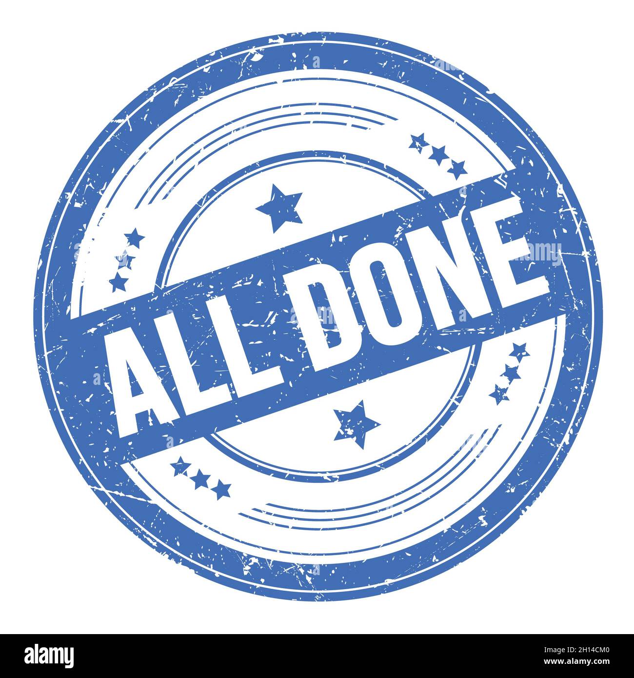 ALL DONE text on blue round grungy texture stamp Stock Photo - Alamy