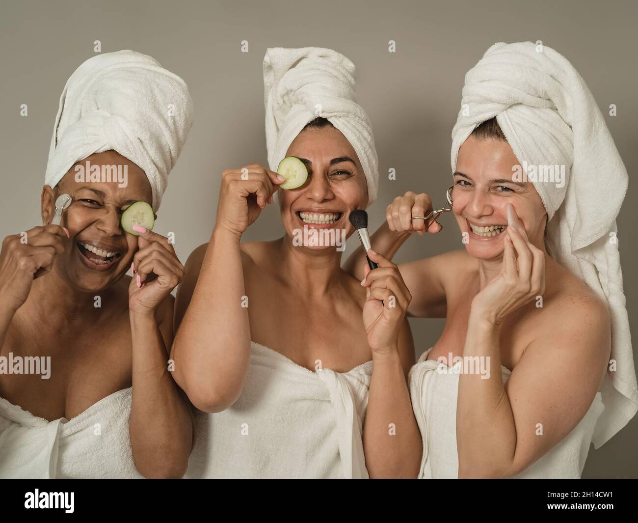 Happy females having skin care spa day - People wellness and selfcare ...