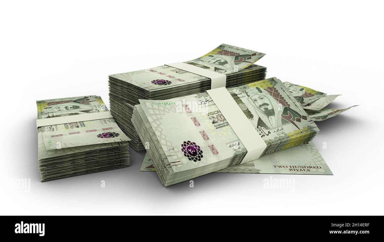 3D Stack of Saudi Arabian Riyal notes Stock Photo - Alamy