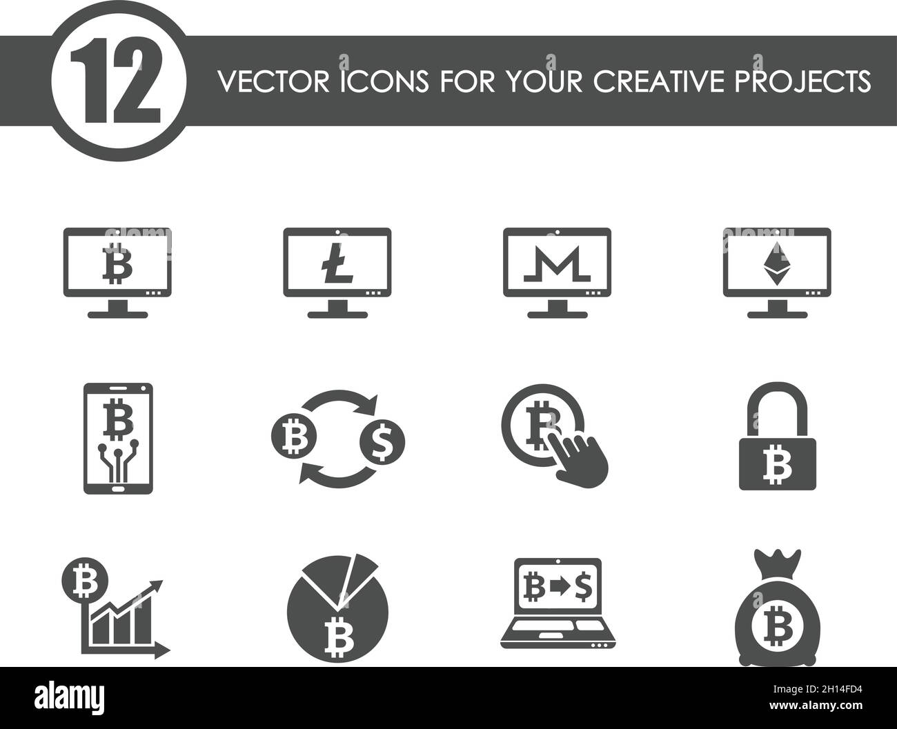 cryptocurrency vector icons Stock Vector Image & Art - Alamy