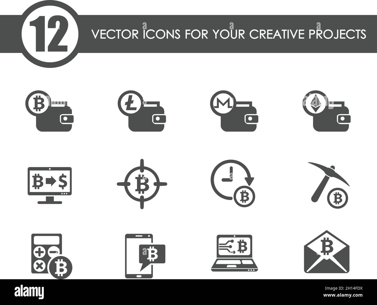 cryptocurrency vector icons Stock Vector Image & Art - Alamy