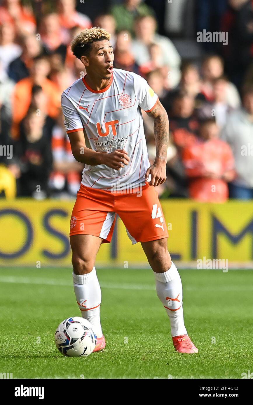 Jordan Lawrence-Gabriel #4 of Blackpool in action during the game in ...