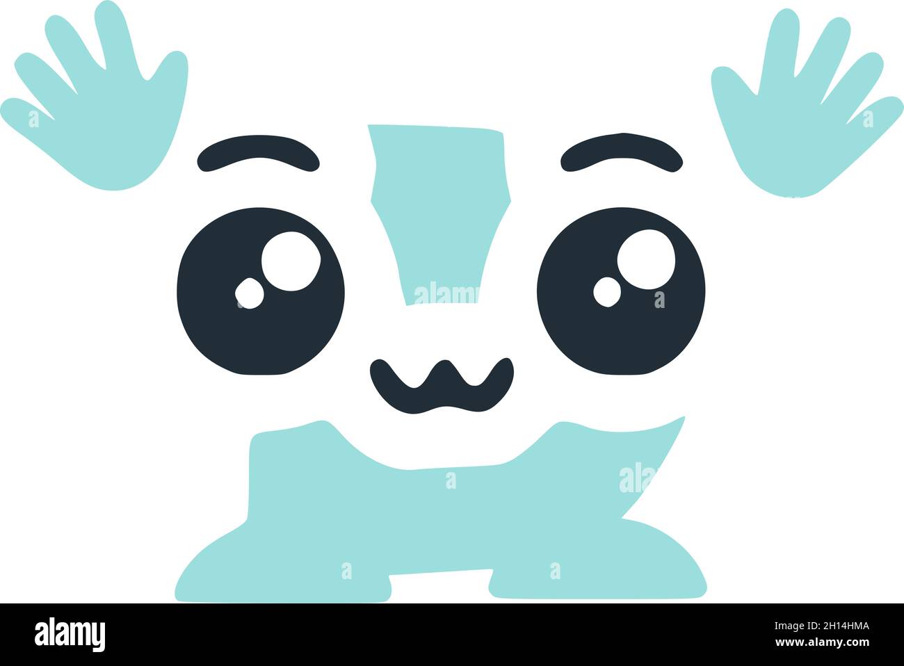 Letter D cute kawaii character with hands, funny emoticon vector clip ...