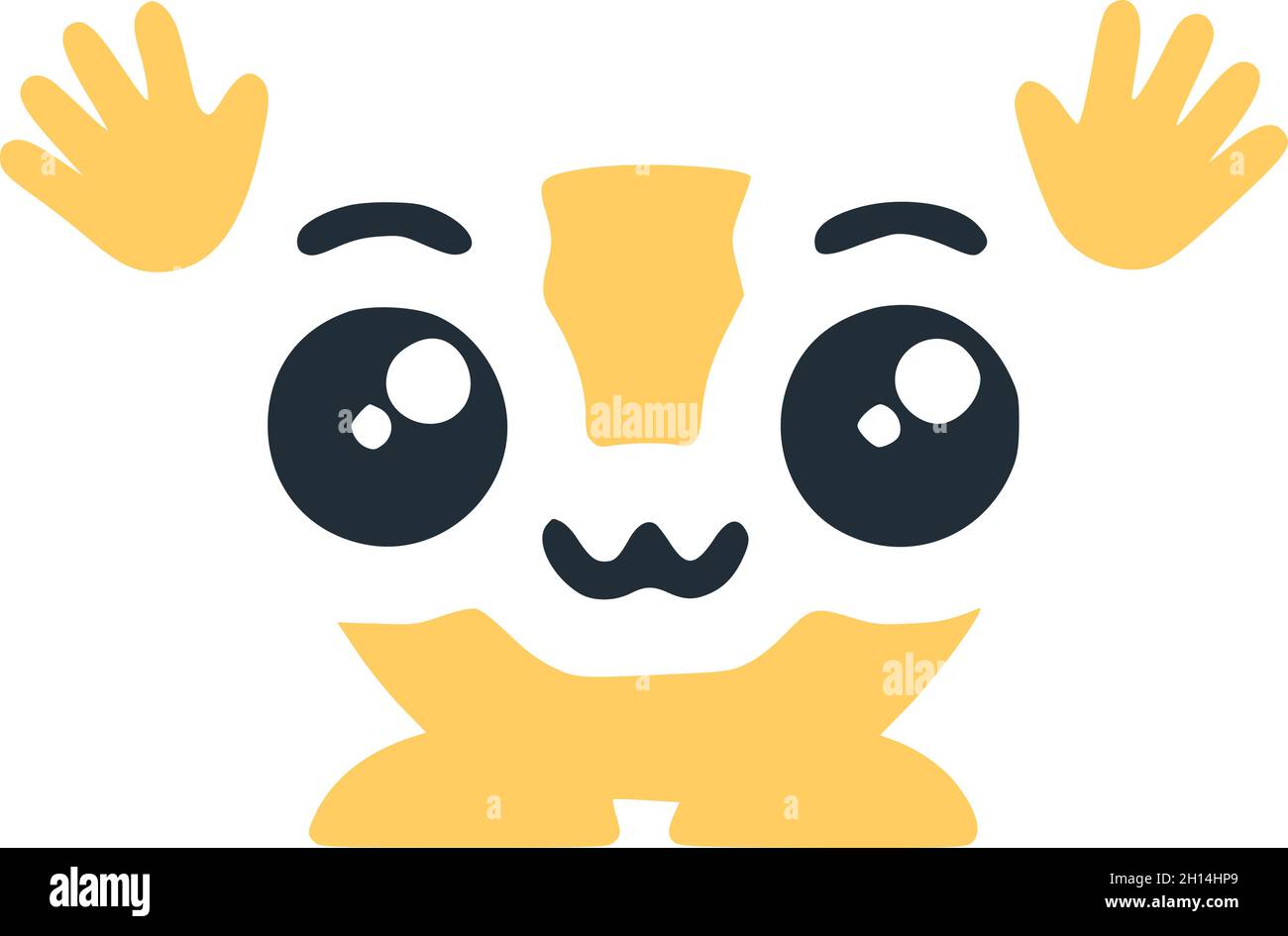 Letter O cute kawaii character with hands, funny emoticon vector clip ...