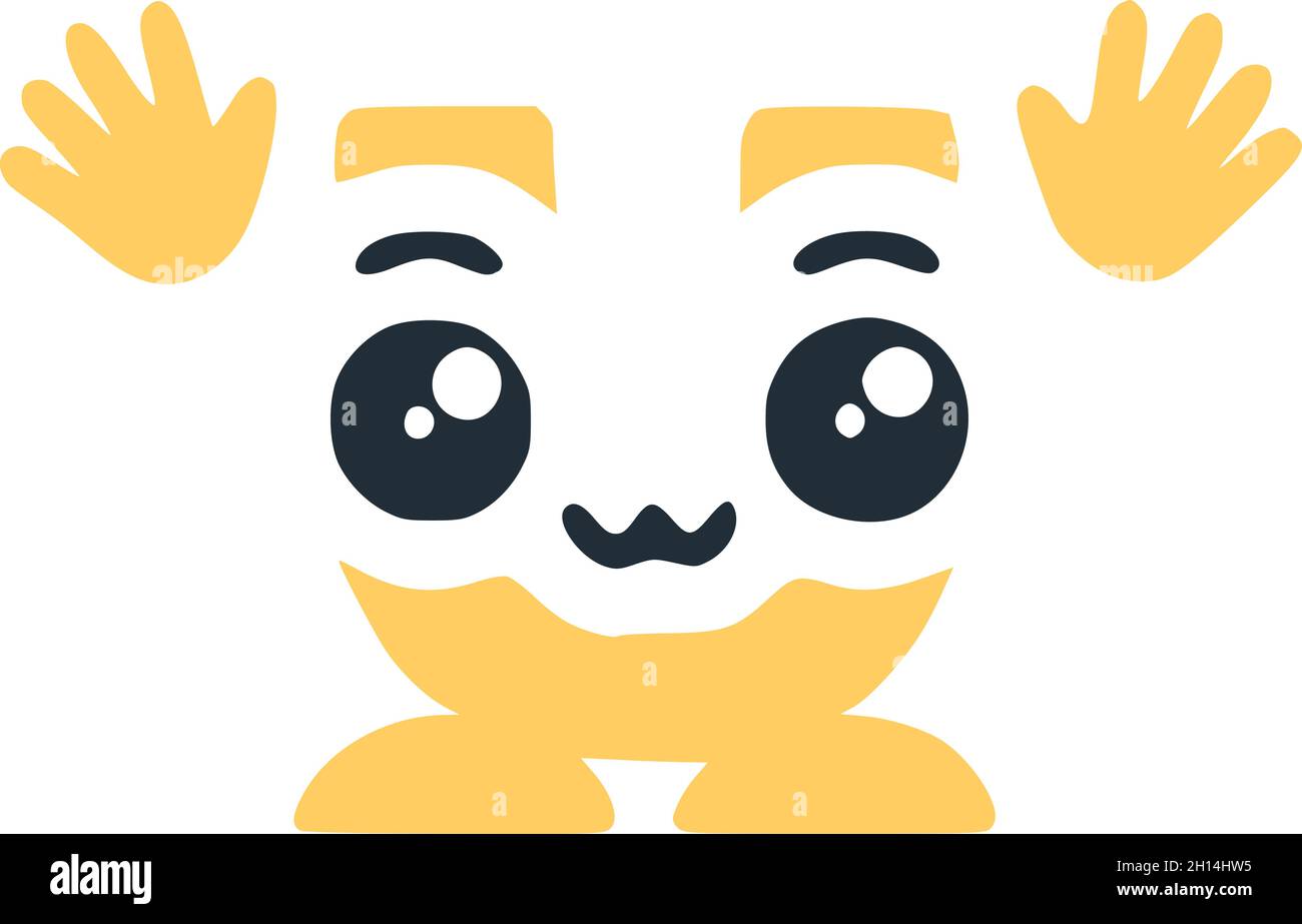 Letter U cute kawaii character with hands, funny emoticon vector clip ...