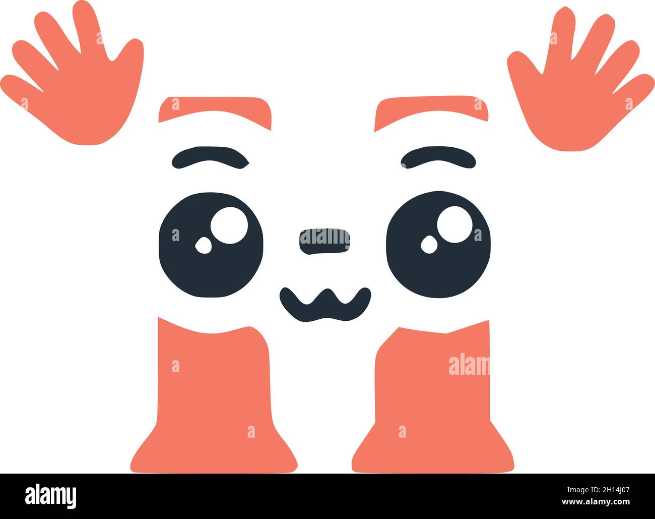 Letter H cute kawaii character with hands, funny emoticon vector clip ...