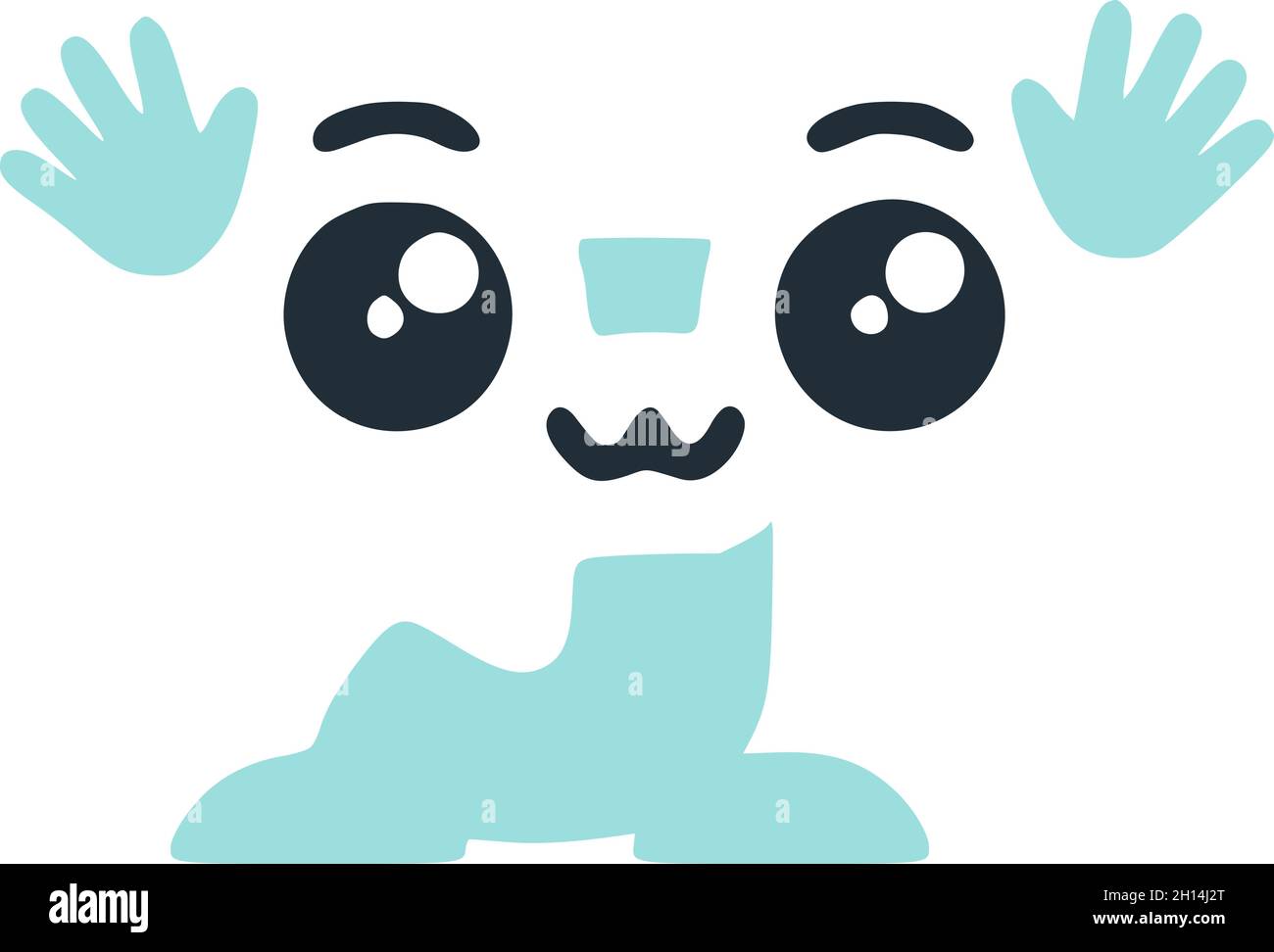 Letter J cute kawaii character with hands, funny emoticon vector clip ...