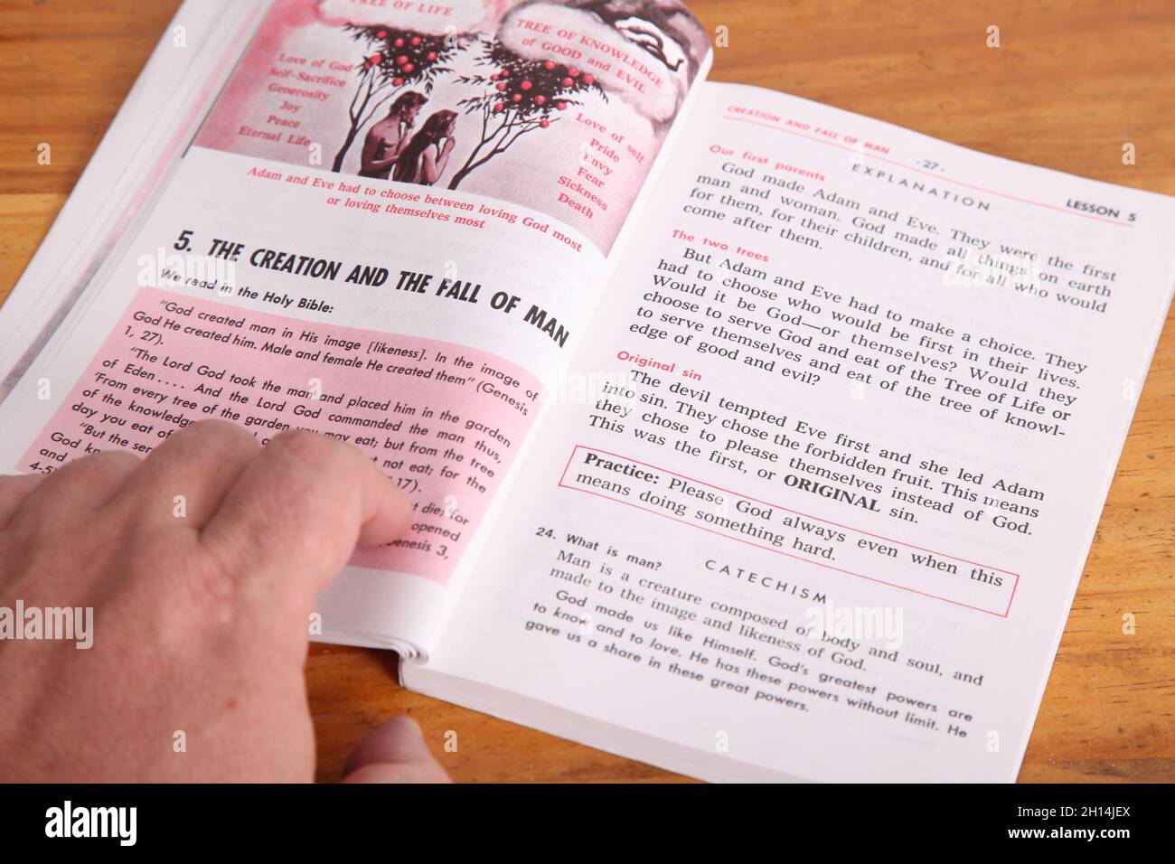 Man reading The Creation and the Fall of Man' Baltimore Catechism by ...