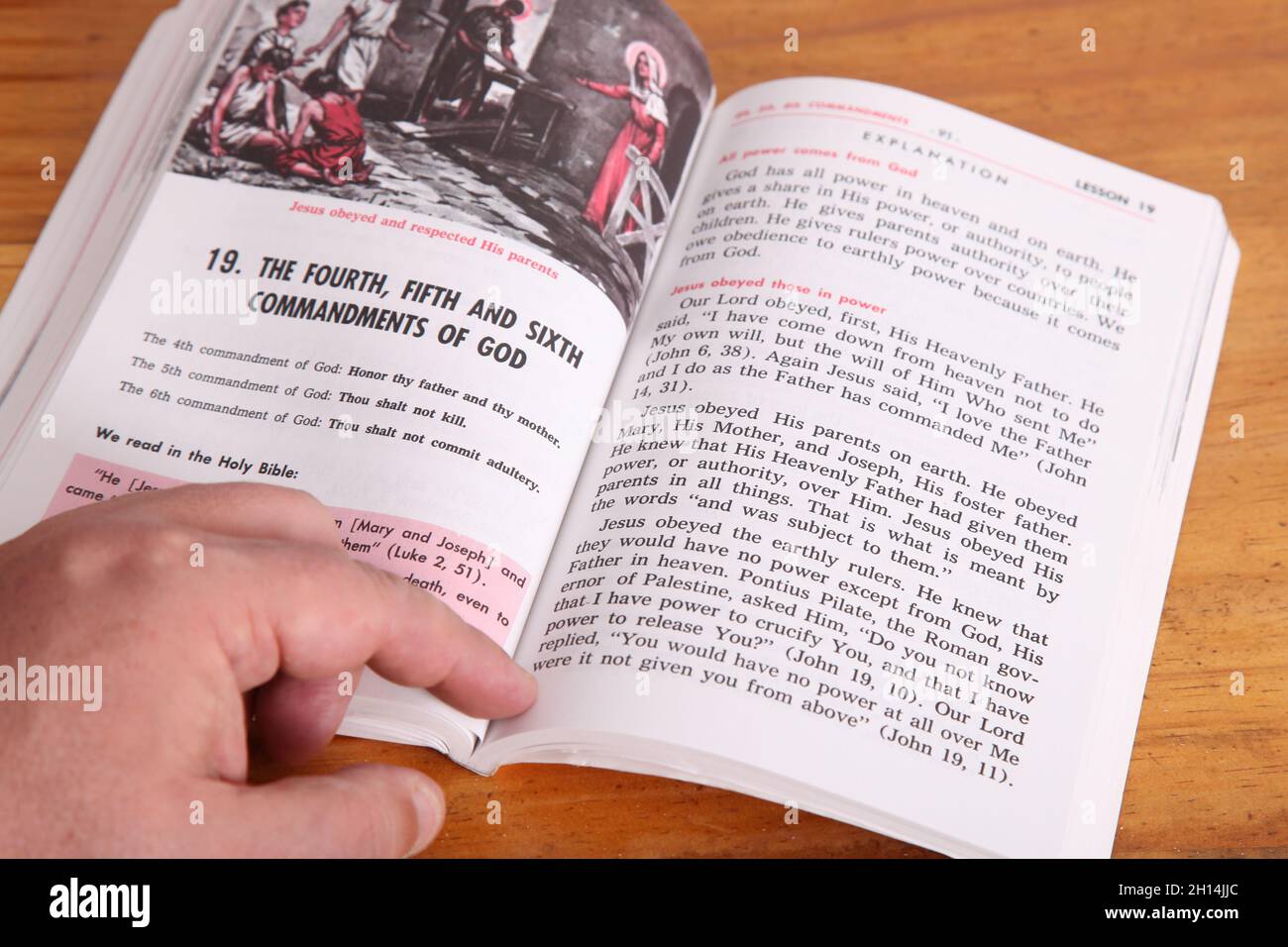 Man reading 'The Fourth, Fifth, and Sixth Commandments of God ...