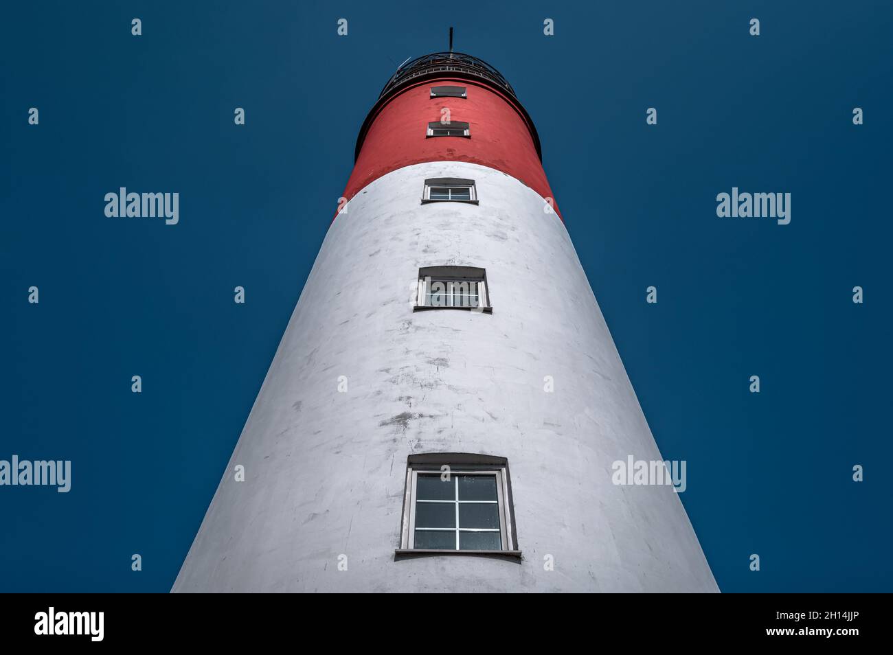 Upward view of the renowned ground-based beacon in the city of Baltiysk ...