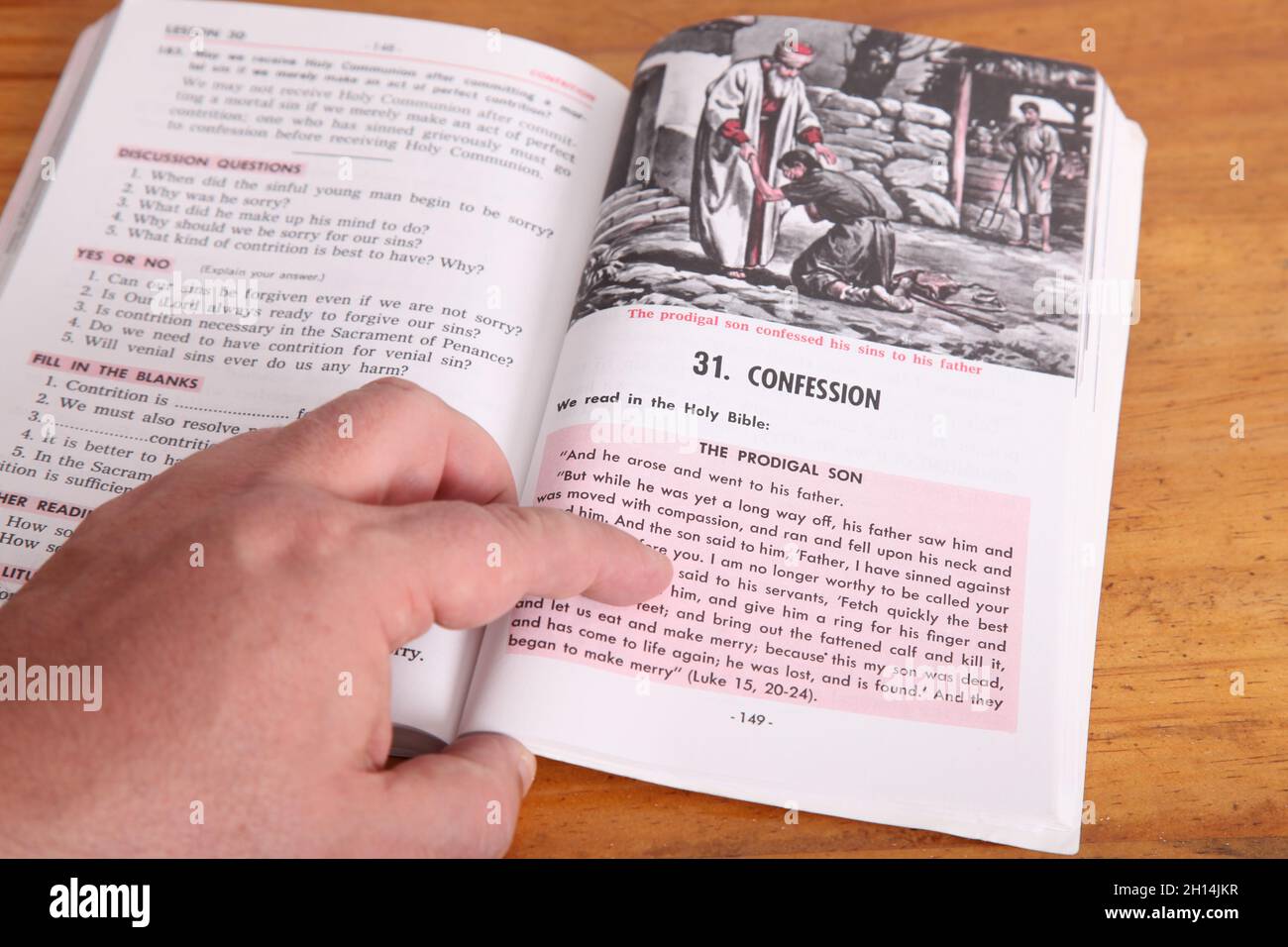 Man reading 'Confession' Baltimore Catechism by Father Bennett, 1964 ...