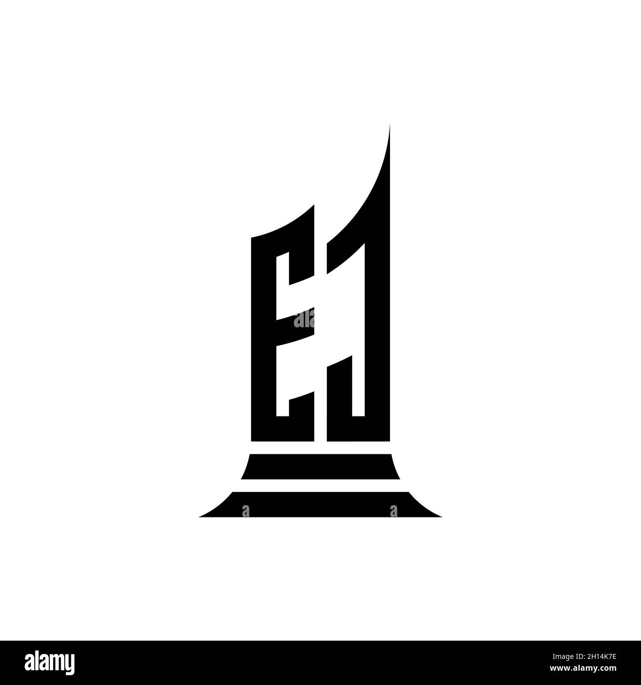 EJ Monogram logo letter with building shape style design isolated on ...