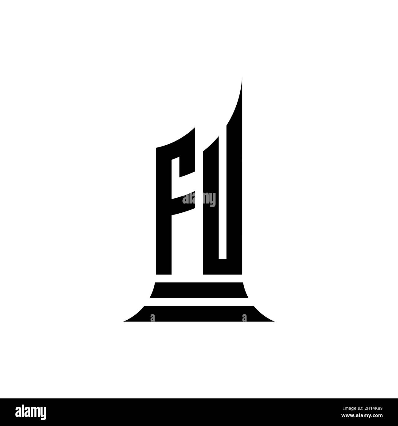 FU Monogram logo letter with building shape style design isolated on ...